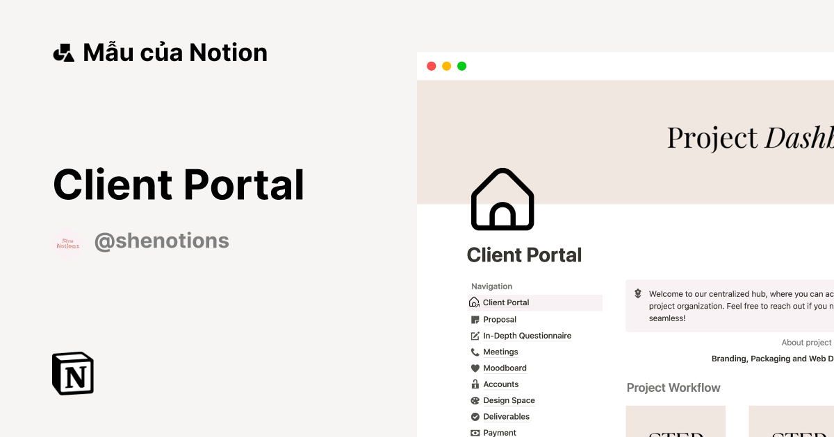 Client Portal Mẫu do She Notions tạo | Thị trường Notion