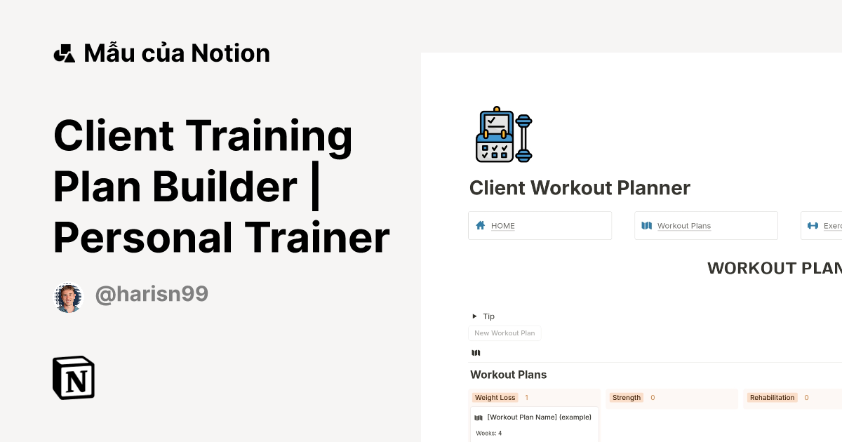 Client Training Plan Builder | Personal Trainer Mẫu do Harrison tạo ...