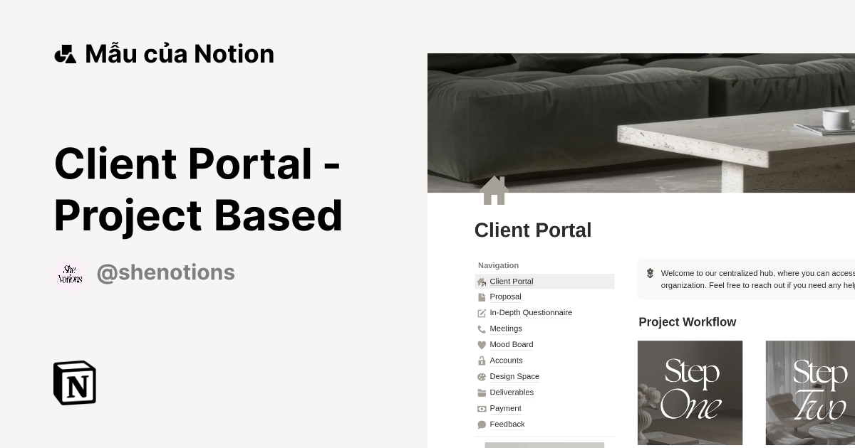 Client Portal - Project Based Mẫu do She Notions tạo | Thị trường Notion