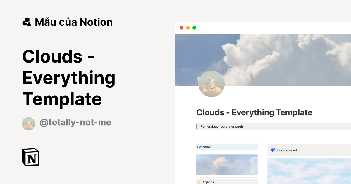 Clouds - Everything Template Mẫu do not me! tạo | Thị trường Notion