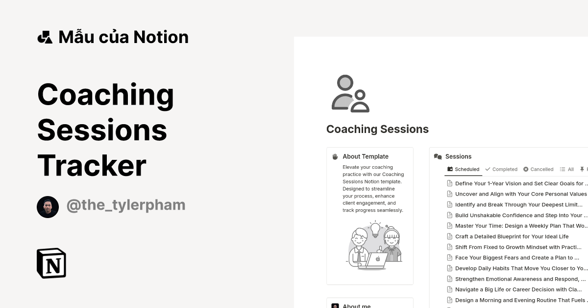 Mẫu Coaching Sessions Tracker | Thị trường Notion