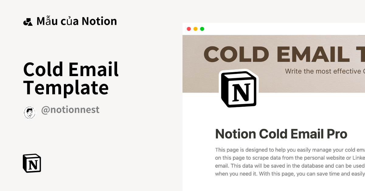 Mẫu Cold Email Template | Thị trường Notion