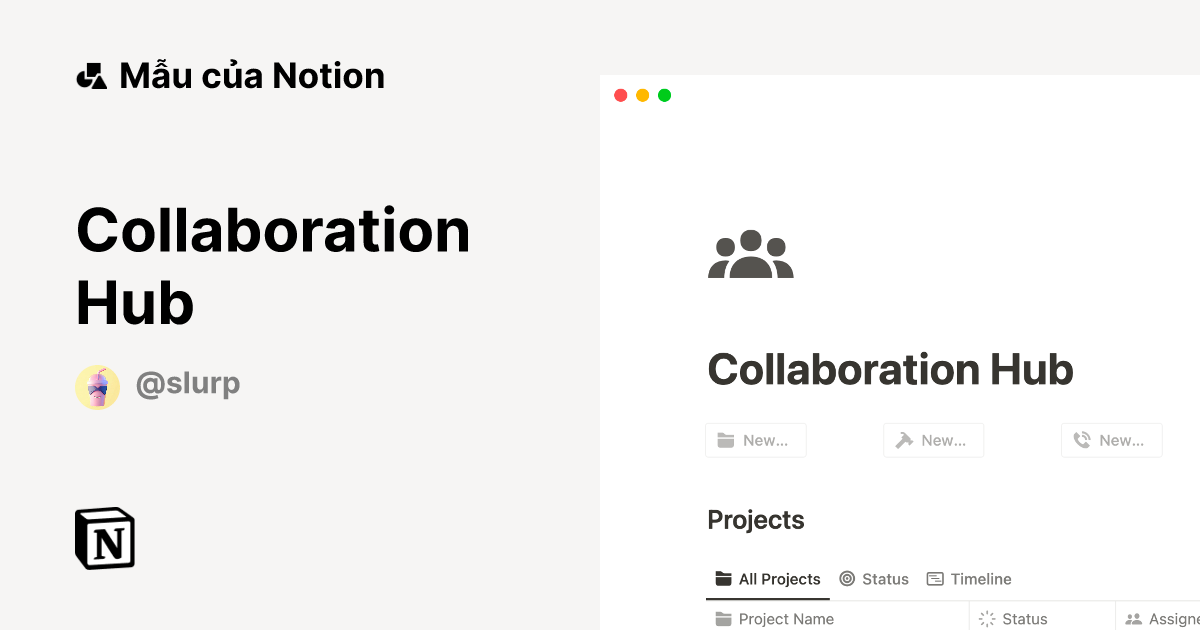 Mẫu Collaboration Hub | Thị trường Notion