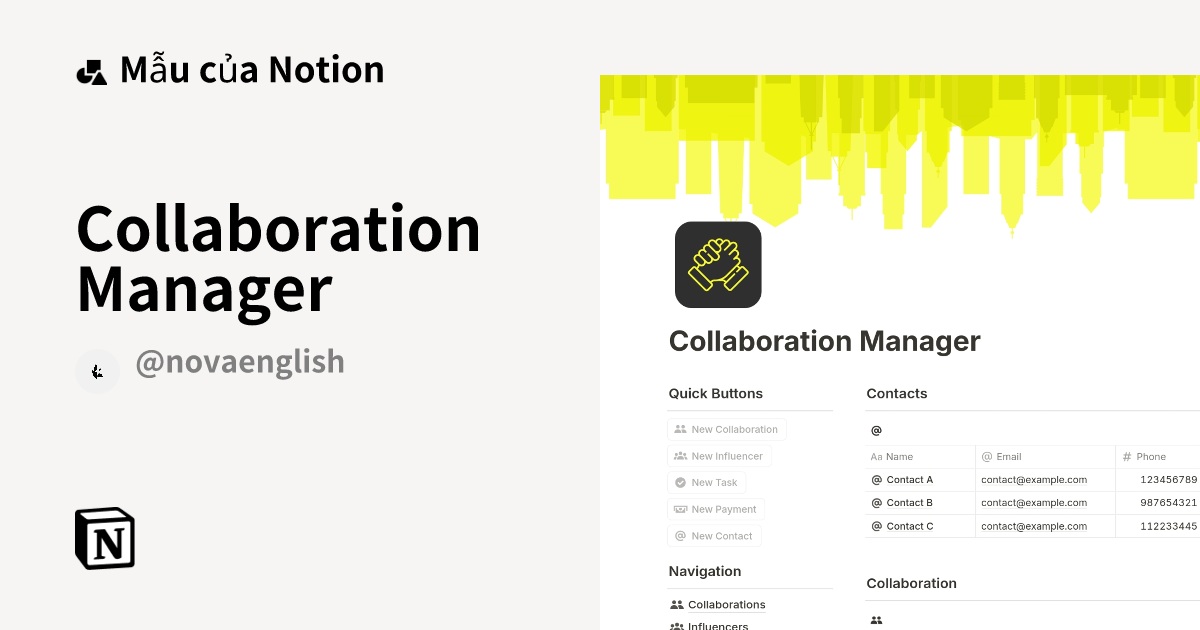 Collaboration Manager Mẫu do Nova tạo | Thị trường Notion