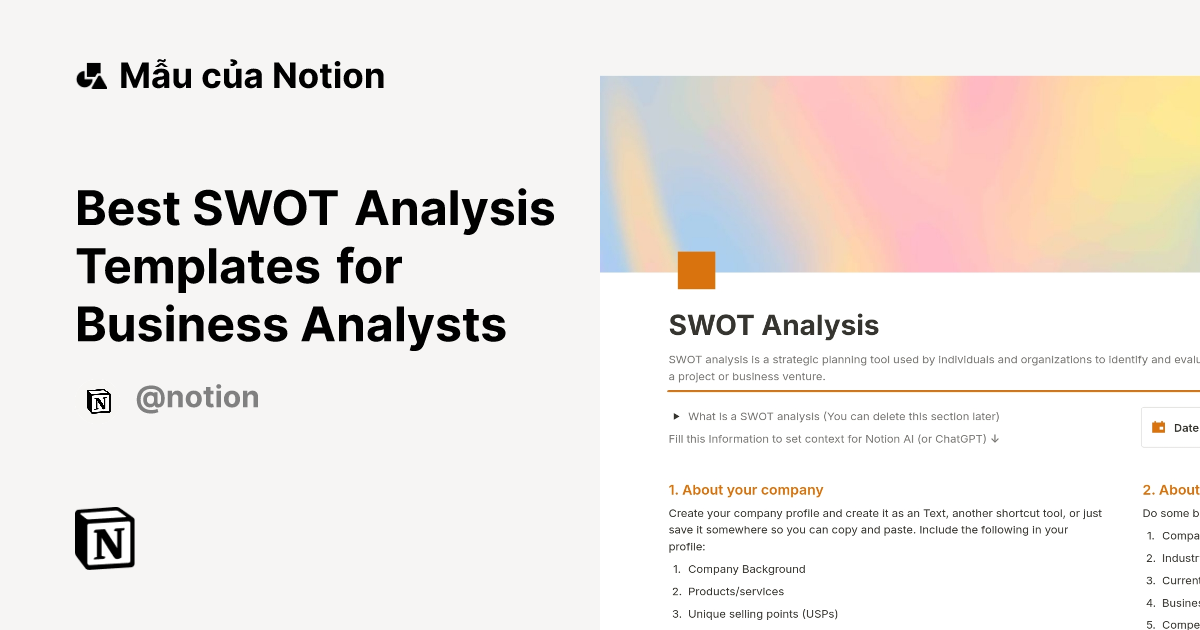 Best SWOT Analysis Templates for Business Analysts | Thị trường mẫu Notion