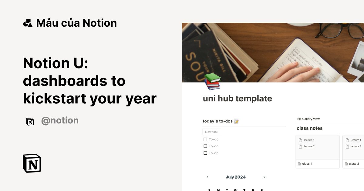 Notion U: dashboards to kickstart your year | Thị trường mẫu Notion