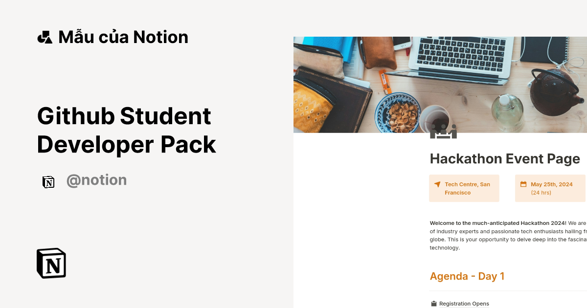 Github Student Developer Pack | Thị trường mẫu Notion