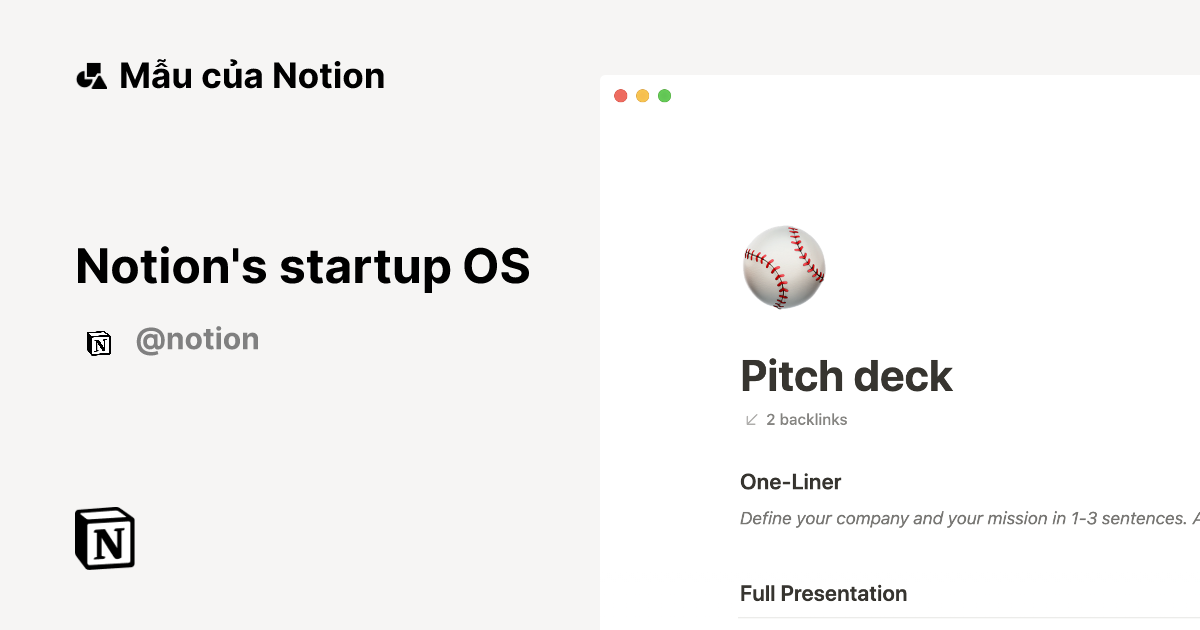 Notion's startup OS | Thị trường mẫu Notion