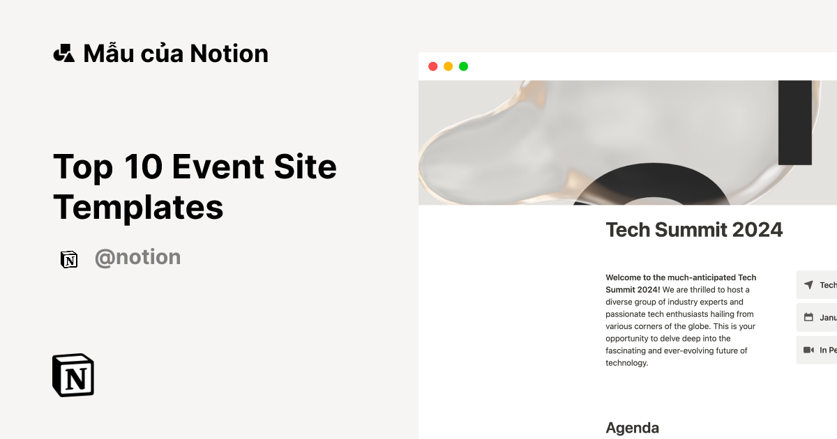 Top 10 Event Site Templates | Thị trường mẫu Notion