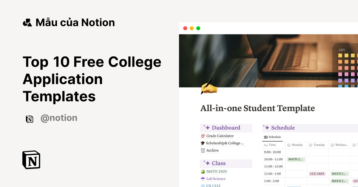 Top 10 Free College Application Templates | Thị trường mẫu Notion
