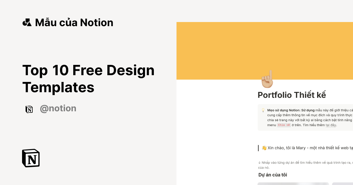 Top 10 Free Design Templates | Thị trường mẫu Notion