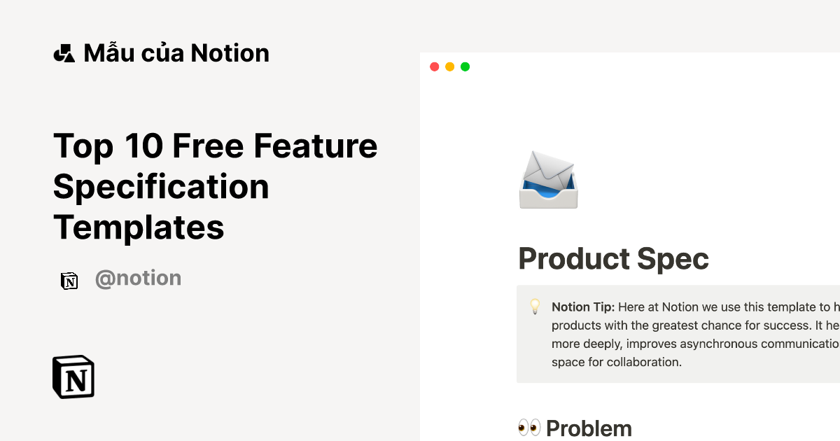 Top 10 Free Feature Specification Templates | Thị trường mẫu Notion