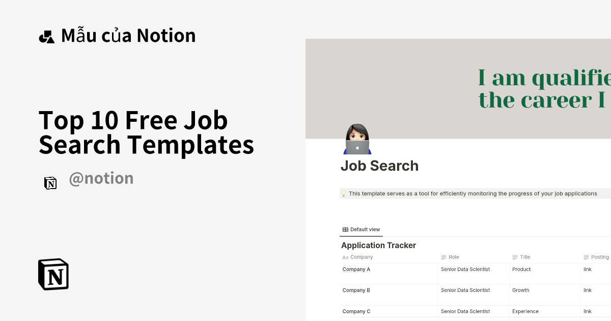 Top 10 Free Job Search Templates | Thị trường mẫu Notion