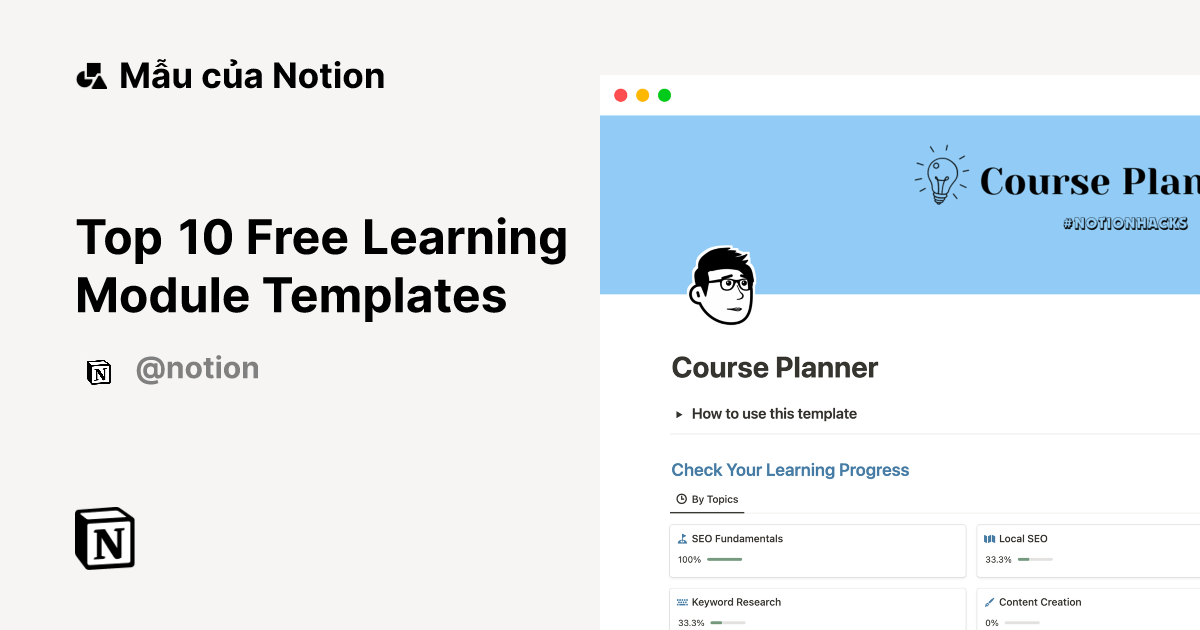 Top 10 Free Learning Module Templates | Thị trường mẫu Notion
