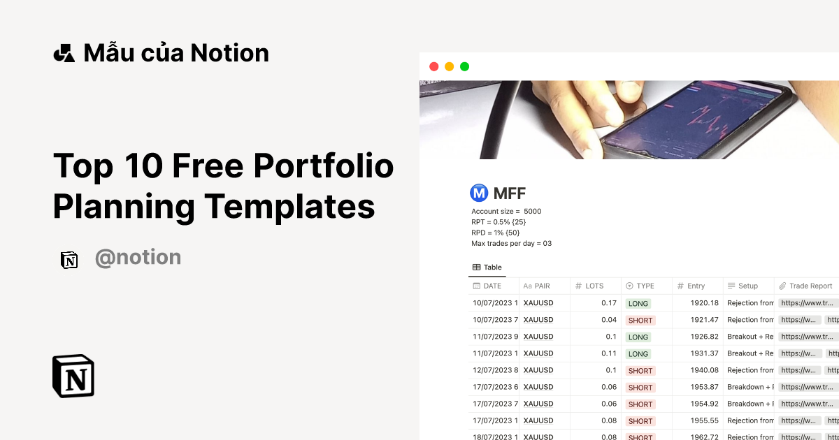 Top 10 Free Portfolio Planning Templates | Thị trường mẫu Notion