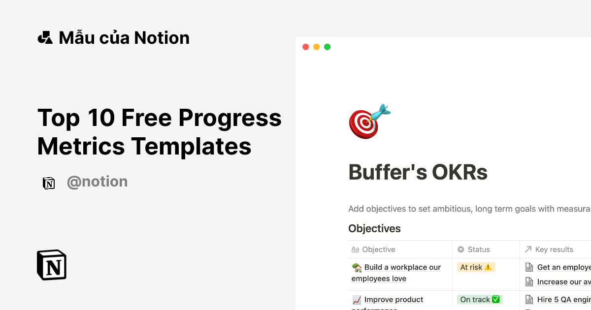 Top 10 Free Progress Metrics Templates | Thị trường mẫu Notion