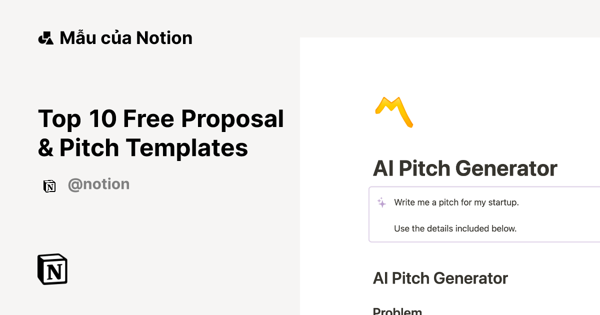 Top 10 Free Proposal & Pitch Templates | Thị trường mẫu Notion
