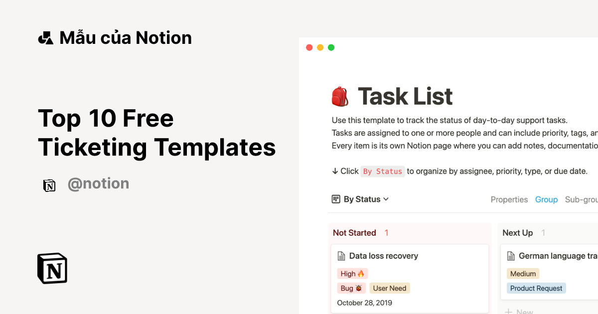 Top 10 Free Ticketing Templates | Thị trường mẫu Notion