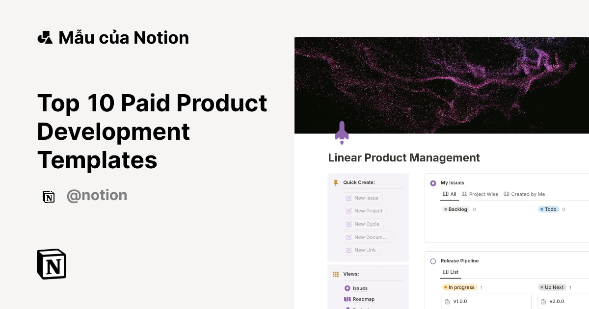 Top 10 Paid Product Development Templates | Thị trường mẫu Notion