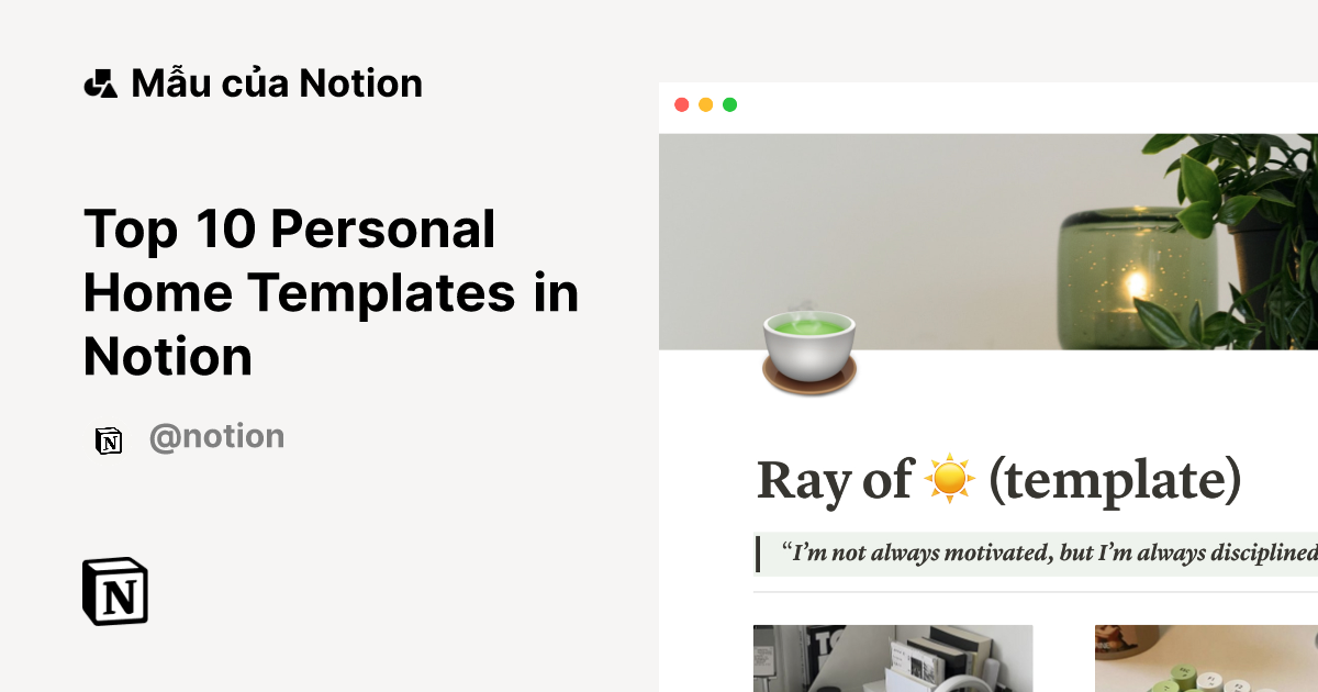 Top 10 Personal Home Templates in Notion | Thị trường mẫu Notion