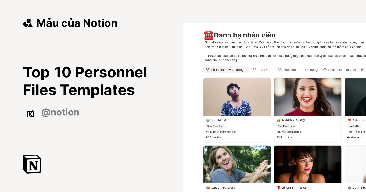 Top 10 Personnel Files Templates | Thị trường mẫu Notion