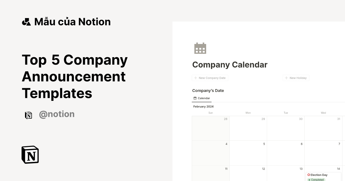 Top 5 Company Announcement Templates | Thị trường mẫu Notion