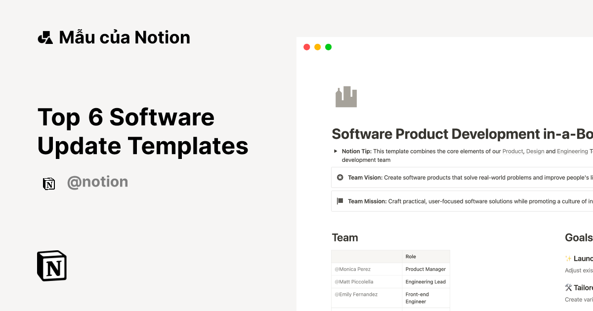 Top 6 Software Update Templates | Thị trường mẫu Notion