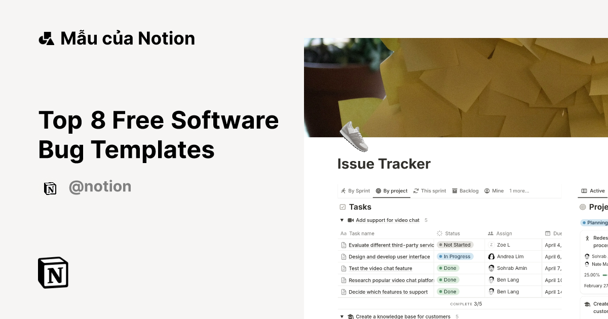 Top 8 Free Software Bug Templates | Thị trường mẫu Notion