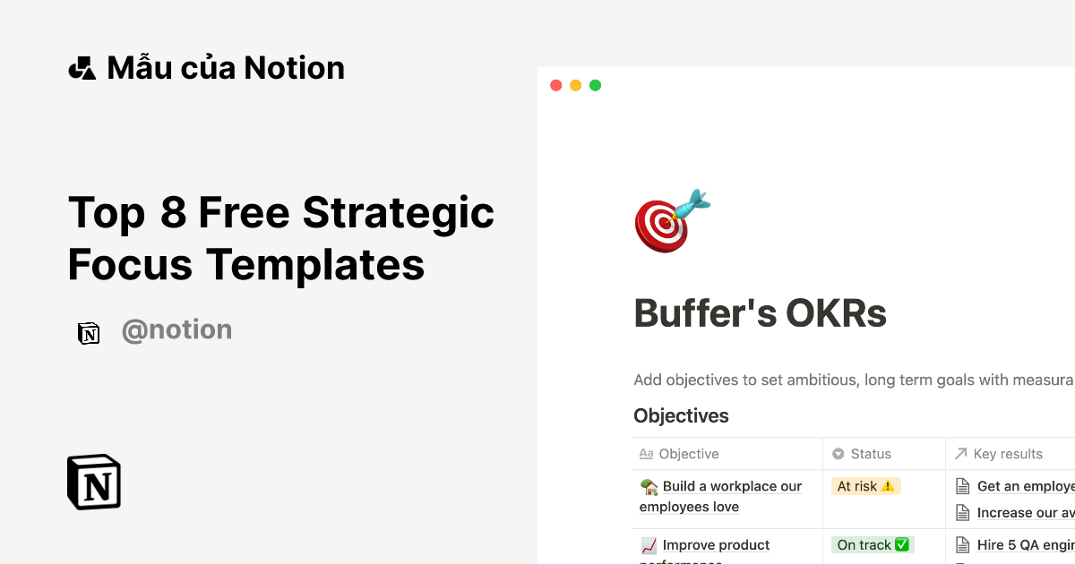 Top 8 Free Strategic Focus Templates | Thị trường mẫu Notion