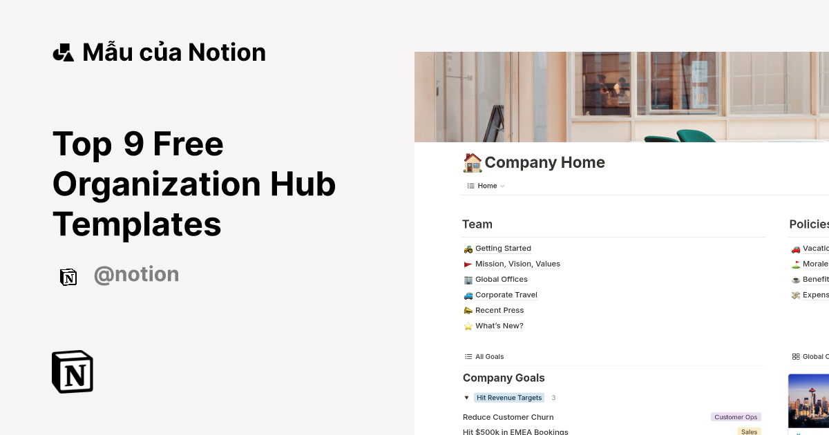 Top 9 Free Organization Hub Templates | Thị trường mẫu Notion