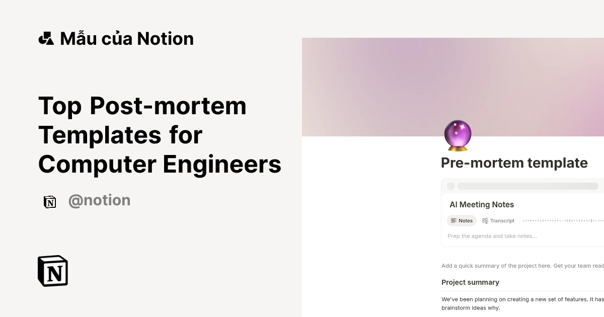 Top Post-mortem Templates for Computer Engineers | Thị trường mẫu Notion