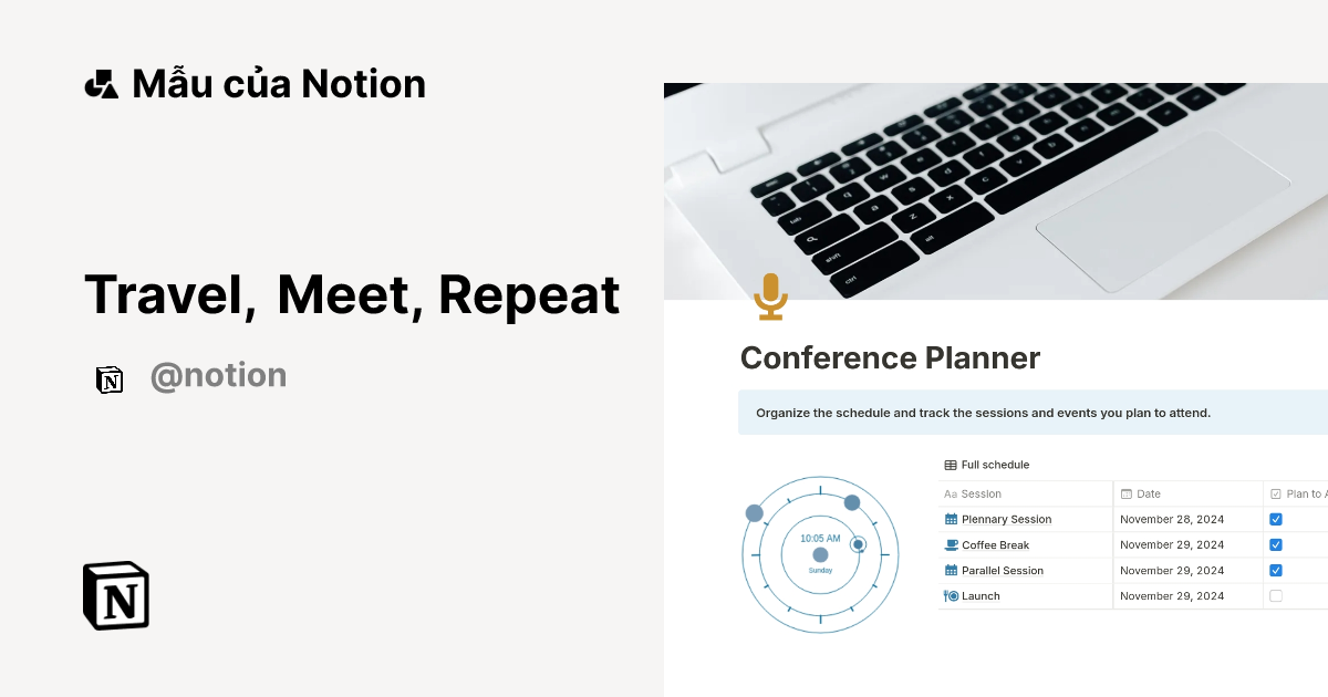 Travel, Meet, Repeat | Thị trường mẫu Notion