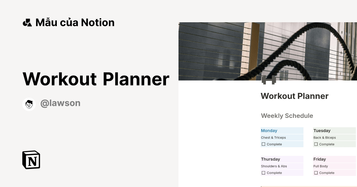 Mẫu Workout Planner | Thị trường Notion