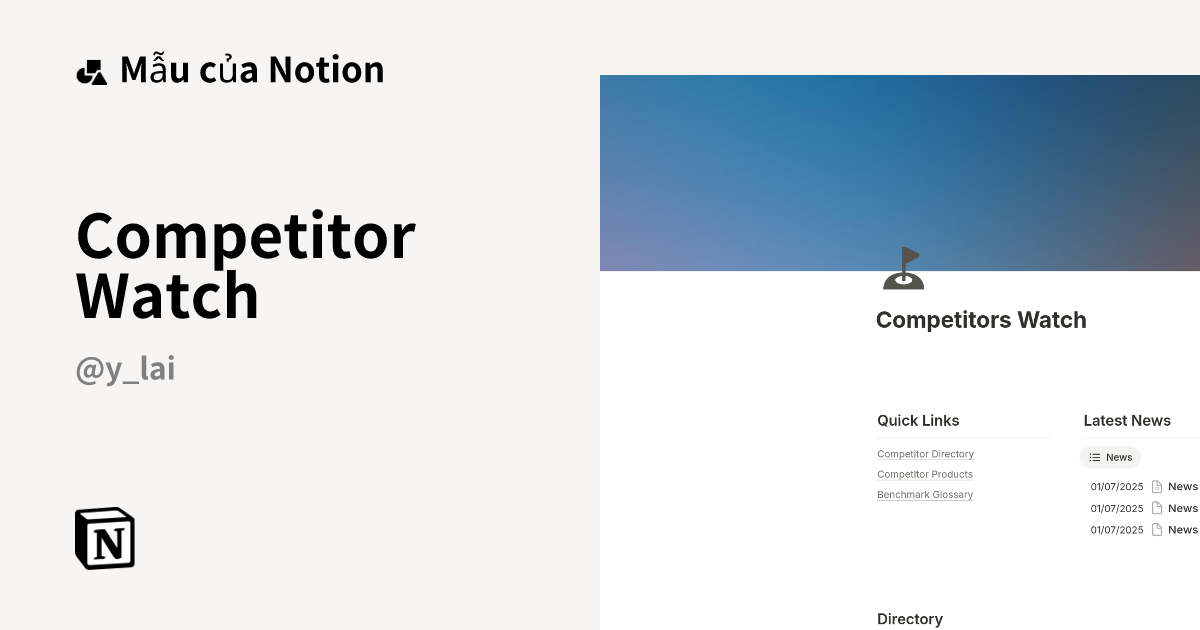 Mẫu Competitor Watch | Thị trường Notion