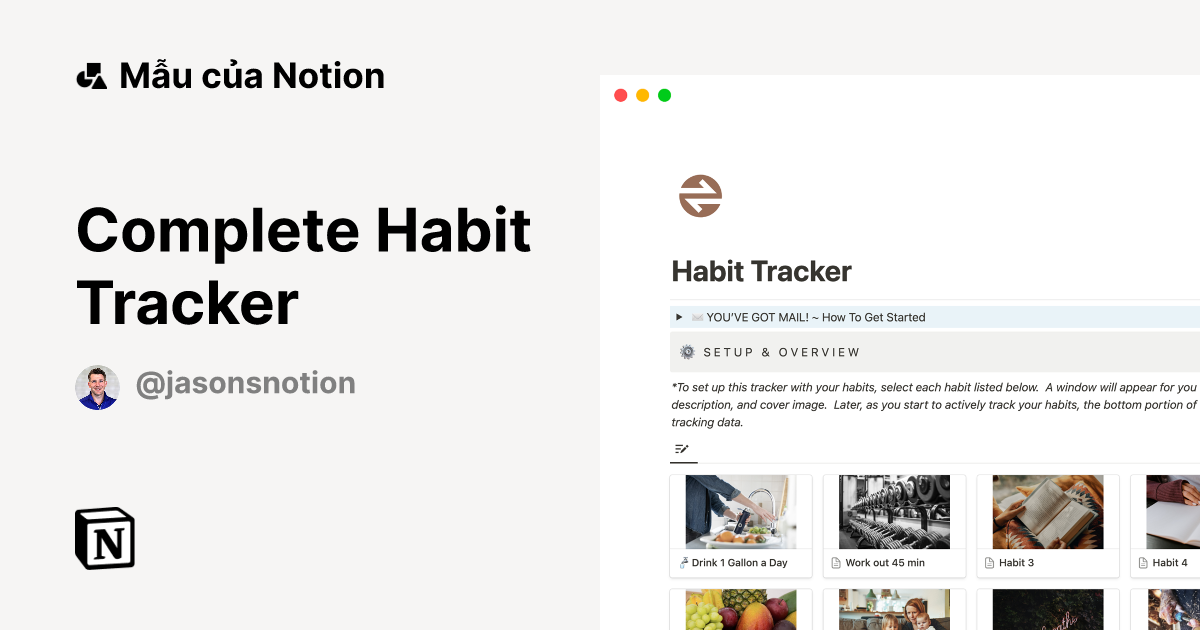 Mẫu Complete Habit Tracker | Thị trường Notion