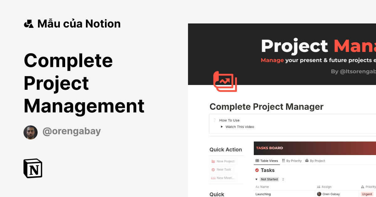 Mẫu Complete Project Management | Thị trường Notion