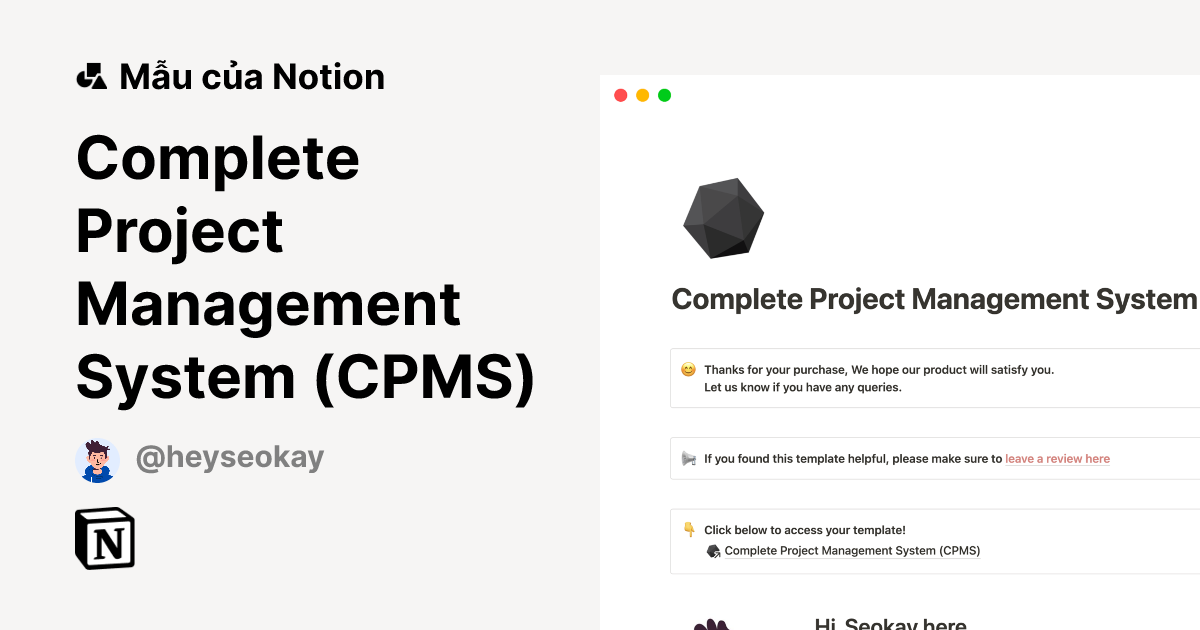 Mẫu Complete Project Management System (CPMS) | Thị trường Notion