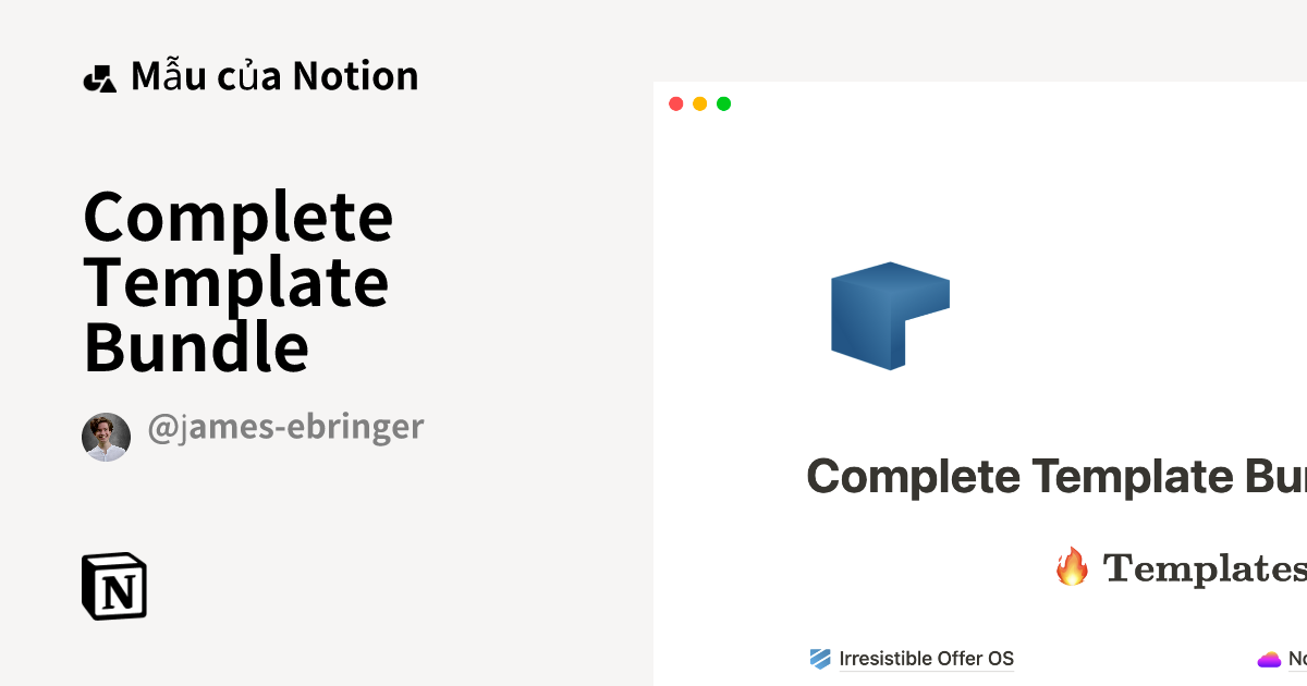 Complete Template Bundle Mẫu do James Ebringer tạo | Thị trường Notion