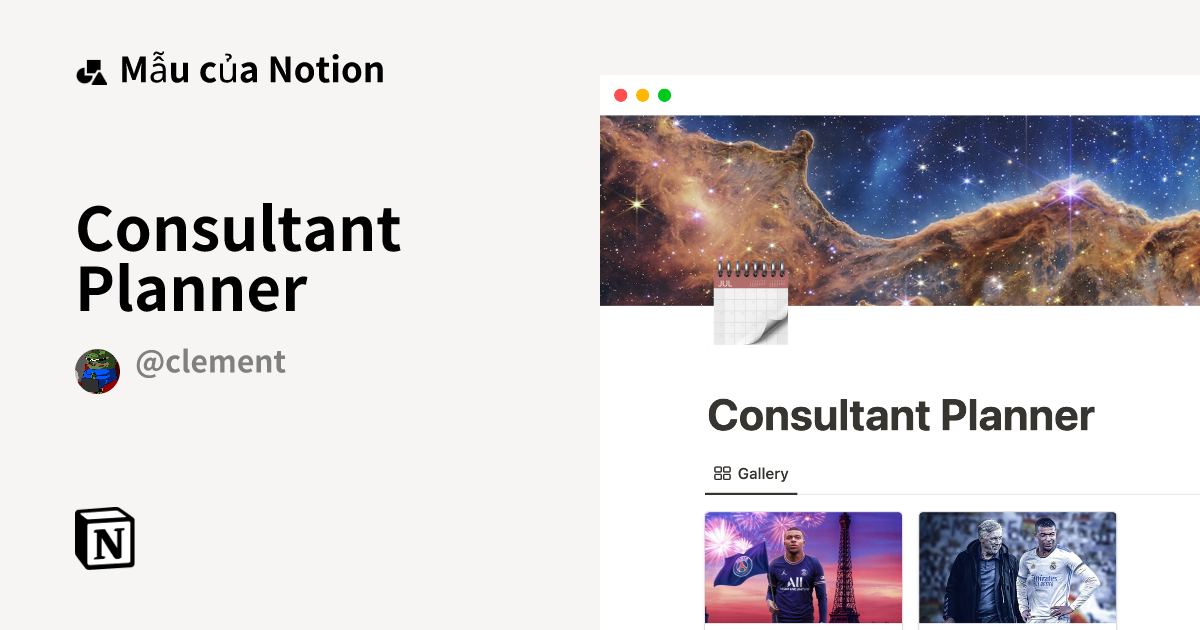 Mẫu Consultant Planner | Thị trường Notion