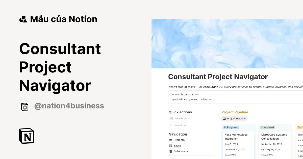 Mẫu Consultant Project Navigator | Thị trường Notion