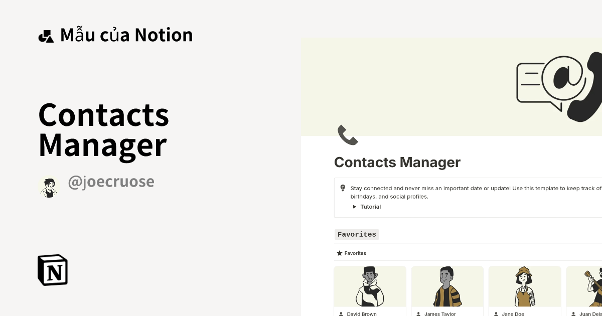 Mẫu Contacts Manager | Thị trường Notion