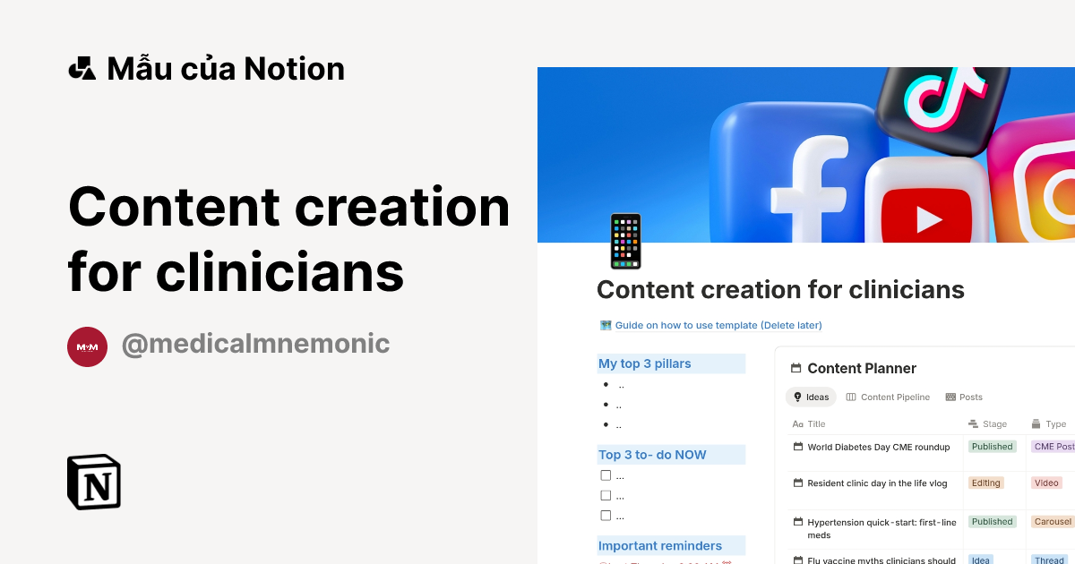 Content creation for clinicians Mẫu do Medical mnemonic tạo | Thị ...