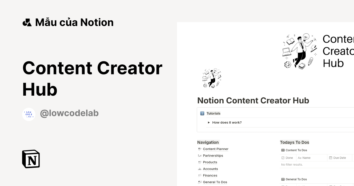 Mẫu Content Creator Hub | Thị trường Notion