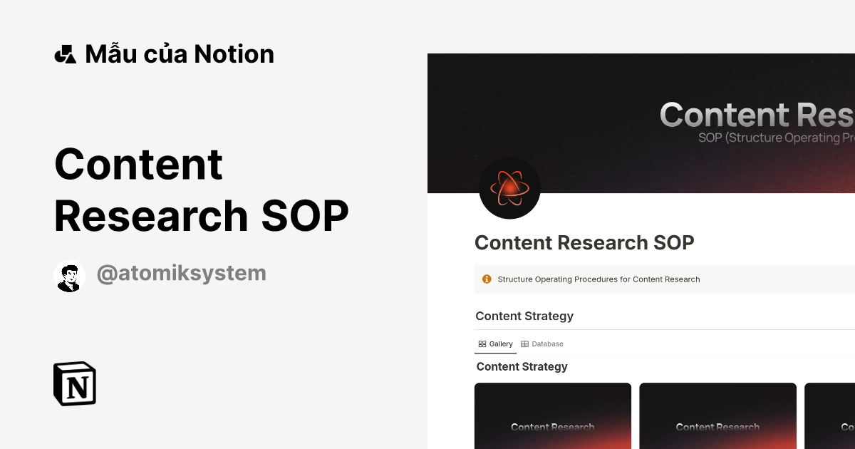 Mẫu Content Research SOP | Thị trường Notion
