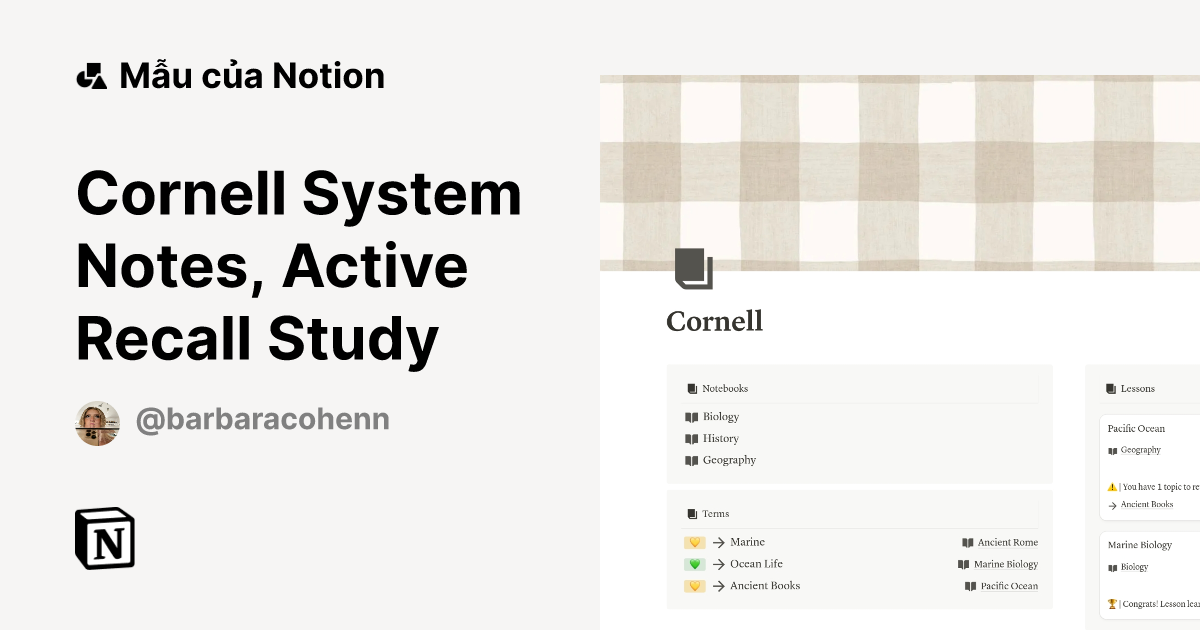 Cornell System Notes, Active Recall Study Mẫu do Bárbara cohen tạo ...