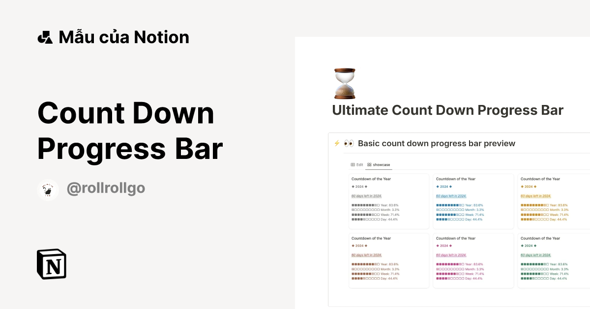 Mẫu Count Down Progress Bar | Thị trường Notion