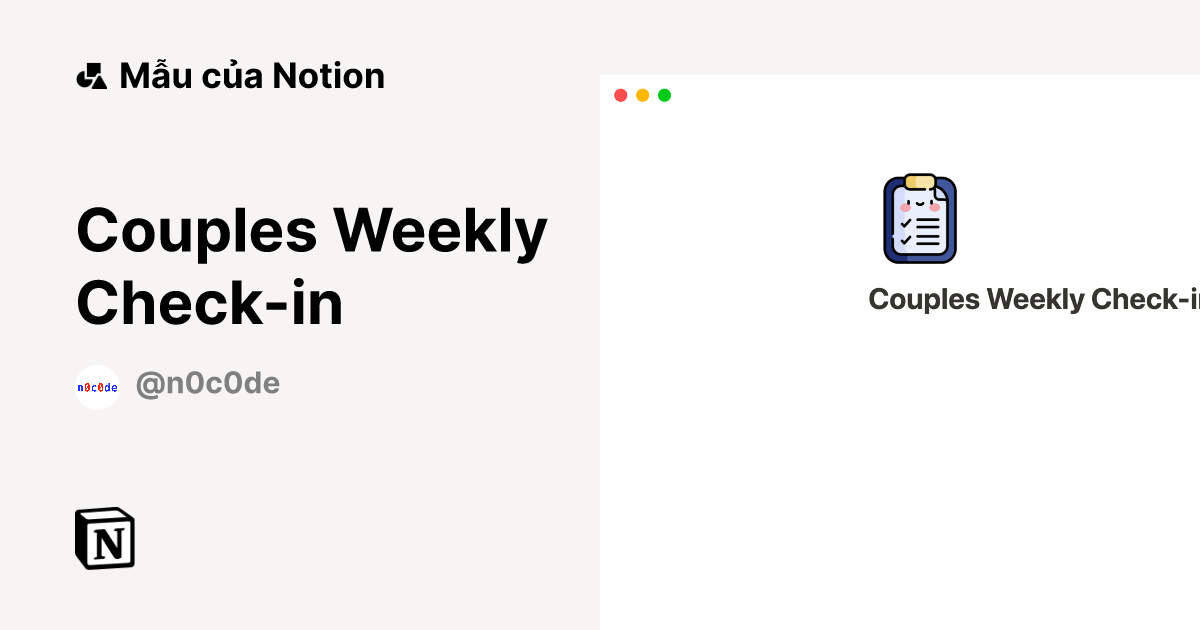 Mẫu Couples Weekly Check-in | Thị trường Notion