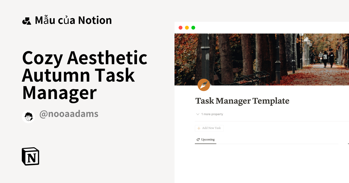 Mẫu Cozy Aesthetic Autumn Task Manager | Thị trường Notion