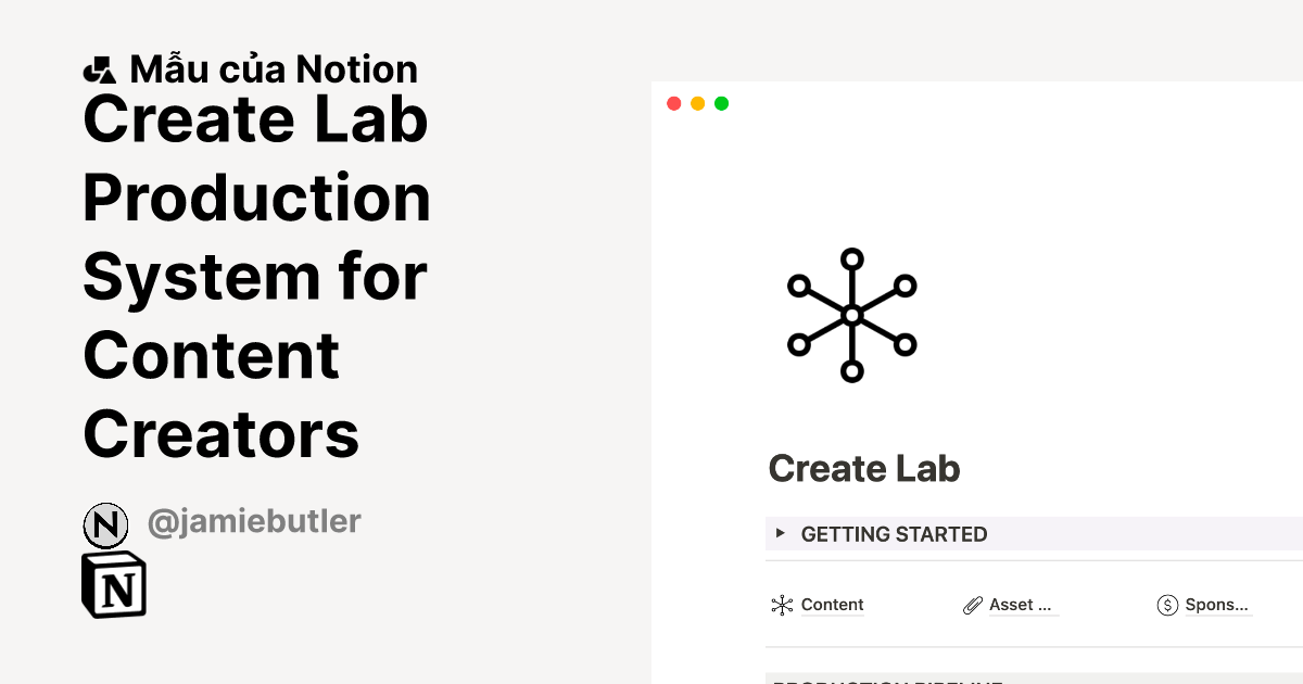 Mẫu Create Lab Production System for Content Creators | Thị trường Notion