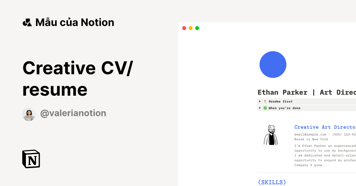 Mẫu Creative CV/resume | Thị trường Notion